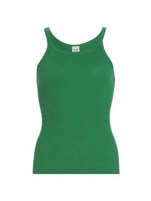 RE/DONE Women's Cotton Rib-Knit Tank Top - Pear  Kelley Green