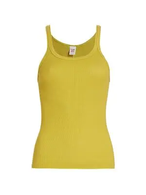 RE/DONE Women's Cotton Rib-Knit Tank Top - Pear  Lime