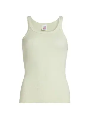 RE/DONE Women's Cotton Rib-Knit Tank Top - Pear  Pistachio