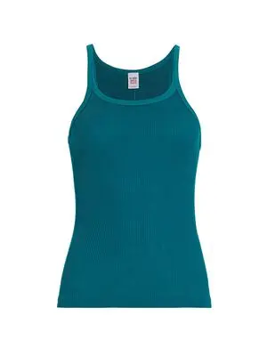 RE/DONE Women's Cotton Rib-Knit Tank Top - Pear  Teal