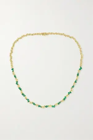 SUZANNE KALAN 18-karat Emerald Tennis Necklace - Gold