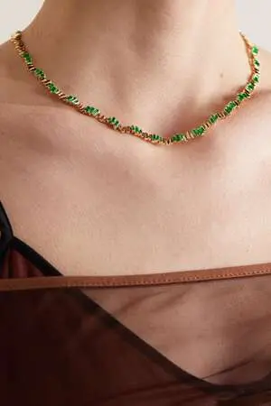 SUZANNE KALAN 18-karat Emerald Tennis Necklace