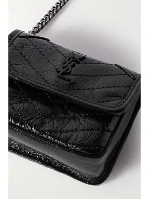 Saint Laurent Niki Micro Embellished Crinkled-leather Airpods Case