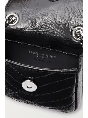 Saint Laurent Niki Micro Embellished Crinkled-leather Airpods Case