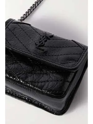 Saint Laurent Niki Micro Embellished Crinkled-leather Airpods Case