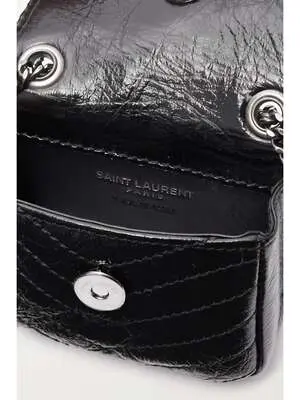 Saint Laurent Niki Micro Embellished Crinkled-leather Airpods Case