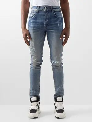 Amiri Amiri - Distressed Skinny Jeans - Mens - Light Blue - Light Blue