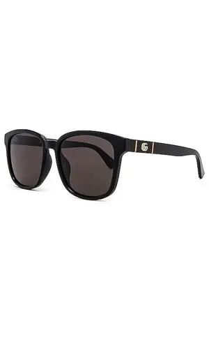 Gucci Lines Square Sunglasses - Shiny Black & Grey