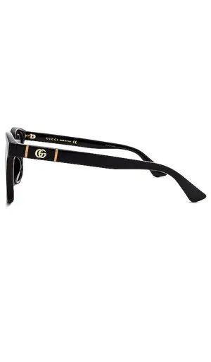 Gucci Lines Square Sunglasses - Shiny Black & Grey