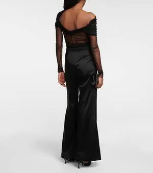 Christopher Esber Sheer Off-the-shoulder Silk Top - Black
