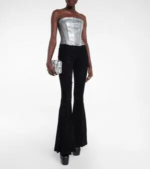 Stouls High-rise Suede Flared Pants
