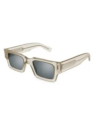 Saint Laurent Naked Wirecore 50mm Rectangular Acetate Sunglasses - Beige