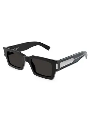 Saint Laurent Naked Wirecore 50mm Rectangular Acetate Sunglasses - Black