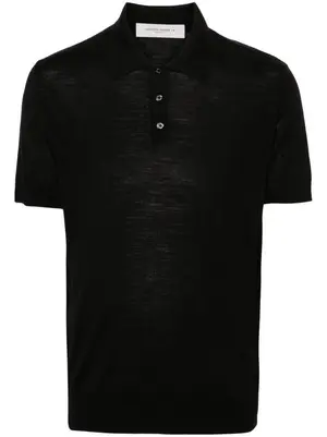 GOLDEN GOOSE Fine-knit Polo Shirt - Black
