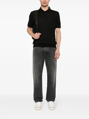 GOLDEN GOOSE Fine-knit Polo Shirt - Black