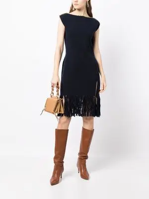 ONEFIFTEEN Fringed-edge Wool Dress