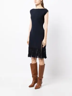 ONEFIFTEEN Fringed-edge Wool Dress