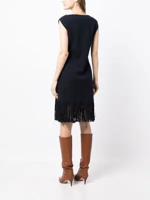 ONEFIFTEEN Fringed-edge Wool Dress