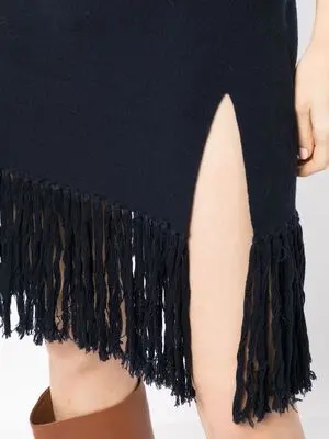 ONEFIFTEEN Fringed-edge Wool Dress