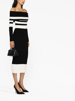 Attico Striped Off-shoulder Knitted Dress