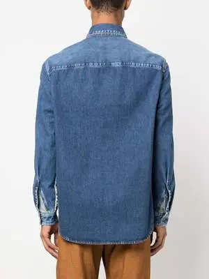DIESEL® Embroidered-logo Denim Shirt