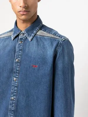 DIESEL® Embroidered-logo Denim Shirt