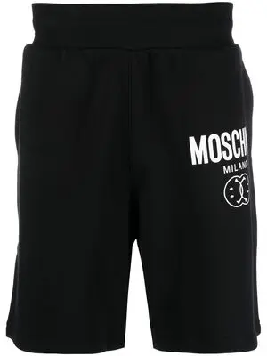 Moschino X Smiley Cotton Jersey Shorts - Black