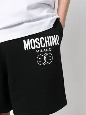 Moschino X Smiley Cotton Jersey Shorts - Black