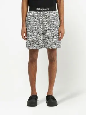 Palm Angels Waves Graphic-print Deck Shorts