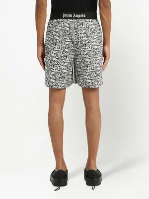 Palm Angels Waves Graphic-print Deck Shorts