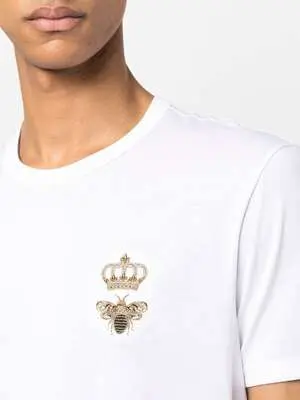 Dolce & Gabbana Embroidered Bee Cotton T-shirt - White