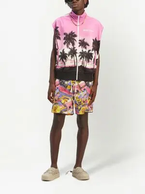 Palm Angels Sunset-print Striped Track Gilet - Purple
