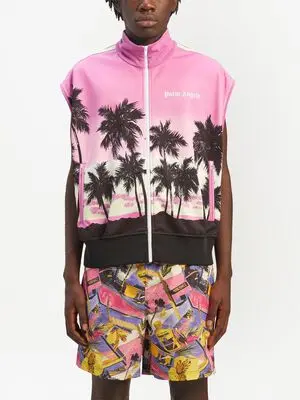 Palm Angels Sunset-print Striped Track Gilet - Purple