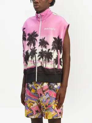 Palm Angels Sunset-print Striped Track Gilet - Purple