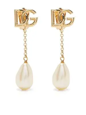 Dolce & Gabbana Logo Drop Earrings - Gold