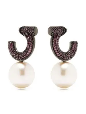 FERRAGAMO Pearl Drop Earrings - Silver