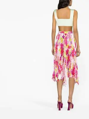 Versace Floral-print Pleated Skirt