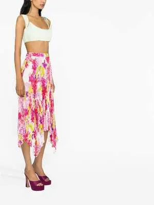 Versace Floral-print Pleated Skirt
