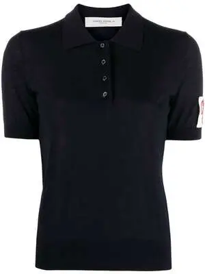 GOLDEN GOOSE Logo-patch Polo Shirt - Blue