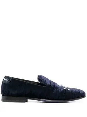 Philipp Plein Skull Bones Velvet Loafers