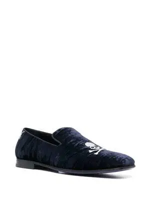 Philipp Plein Skull Bones Velvet Loafers
