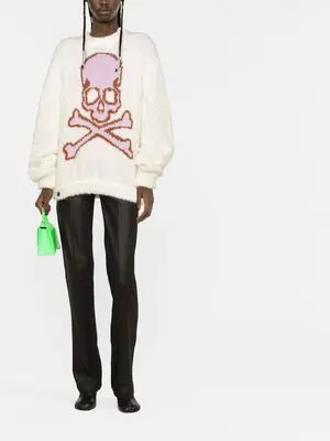 Philipp Plein Skull & Bones Knitted Jumper - Neutrals
