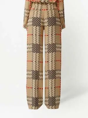 Burberry Pixel Check Wide-leg Trousers - Neutrals