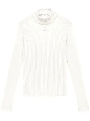 COURREGES Rib-knit Mock-neck Jumper - White