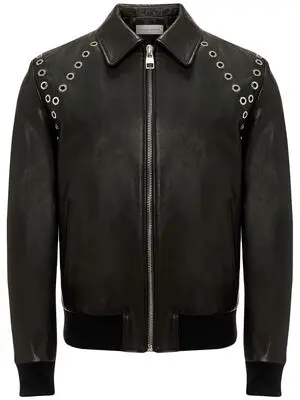 Alexander McQueen Punch-holes Zip-up Leather Jacket