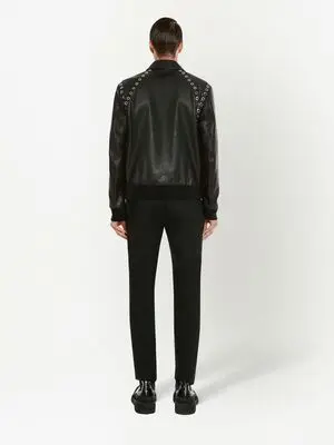 Alexander McQueen Punch-holes Zip-up Leather Jacket