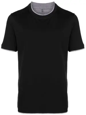 Brunello Cucinelli Contrasting-trim T-shirt - Black