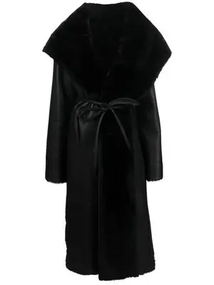 LISKA Tie-front Sheepskin Coat