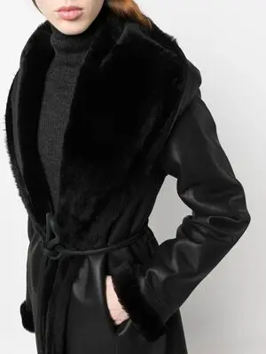 LISKA Tie-front Sheepskin Coat