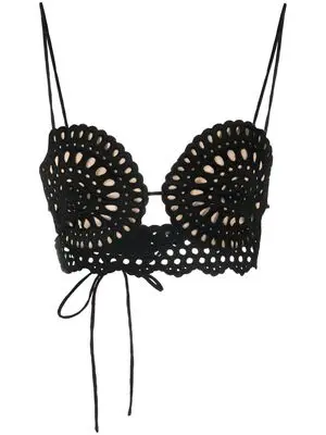 Stella McCartney Broderie-anglaise Cropped Top - Black